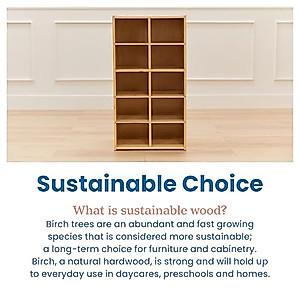 ECR4Kids Streamline 10 Cubby Tray Cabinet with Scoop Front Storage Bins, 5x2, Classroom Furniture, Contemporary