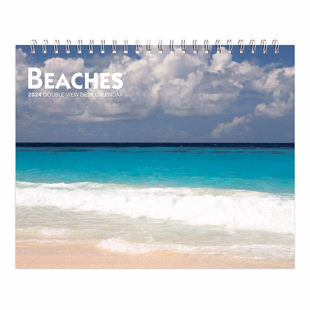 Beaches | 2024 7.5 x 6 Inch Monthly Double-View Easel Desk Calendar | BrownTrout | Travel Nature Tropical