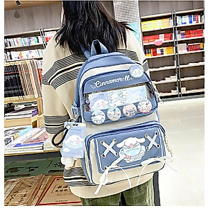 Festa Park Cute Cool Backpack for Teens Girls, Ita Bag Kawaii Backpack with Kawaii Pins Accessories, Cool Backpack for Christmas Gifts (Blue)