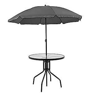 Flash Furniture Nantucket 6 Piece Patio Garden Table Set - Umbrella Table - Set of 4 Black Folding Chairs