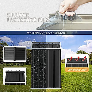 UDPATIO Outdoor Storage Shed 4x6 FT, Outside Metal Sheds & Outdoor Storage Galvanized Steel for Backyard, Patio, Lawn, Tool Shed with Lockable Door for Trash Can, Bike, Lawnmower, Generator, Dark Grey