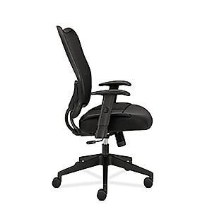HON Wave Office Chair High Back Mesh Ergonomic Computer Desk Chair - Adjustable Arms & Pneumatic Seat Height, Synchro-Tilt Tension Lock Recline, Comfortable Cushion, 360 Swivel Rolling Wheels - Black