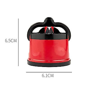 Knife Sharpeners, Mini Knife Sharpener with Suction Base, Pocket Knife Sharpeners Suitable for Most Blade Types, Small Knife Sharpener for Kitchen and Camping, Red