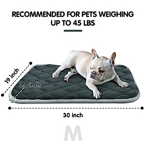 furrybaby Dog Bed Mat Flat Crate Mat with Anti-Slip Bottom Machine Washable Pet Kennel Pad for Dog Sleeping (M 30x19'', Grey Mat)