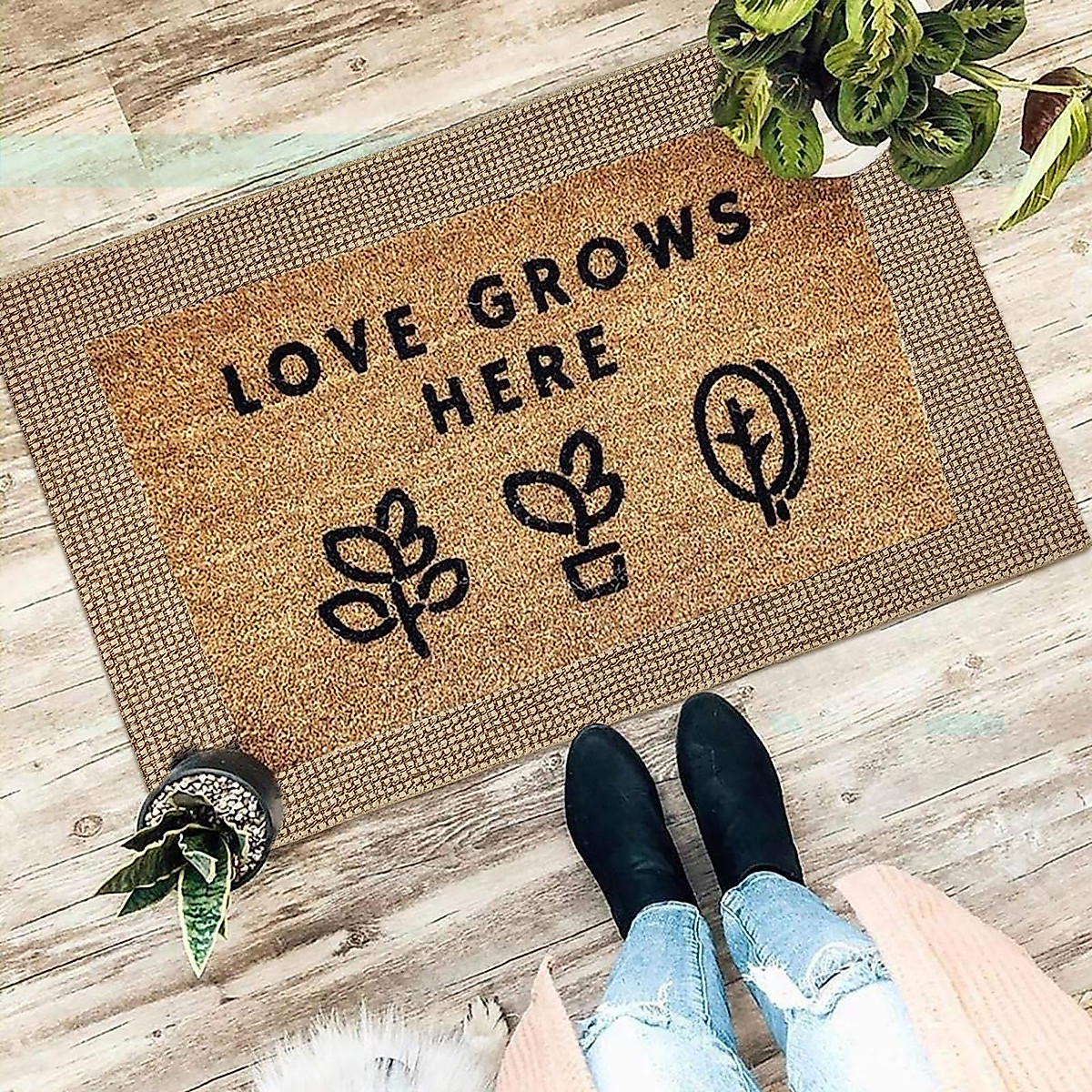 EARTHALL Boho Area Rug 2x3 Ft Washable Rugs for Entryway Braided Throw Rugs with Rubber Backing Door Mat Indoor Outdoor Entrance Small Cotton Woven Carpet for Kitchen Foyer Front Door, Tan/Brown