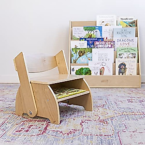 ECR4Kids Flip-Flop Step Stool and Chair, Kids Furniture, Natural