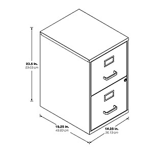OSP Home Furnishings 2 Drawer Locking Metal File Cabinet, White