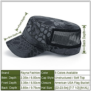 Rayna Fashion womens Mesh Snake Camouflage Camo Cadet Army Adjustable USA American Flag Military Flat Top Baseball Sun Cap, Python, X-Large