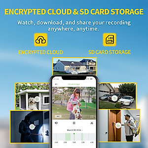 Septekon 2K Outdoor Security Camera 3MP, 2.4G Wired WiFi Camera with Night Vision, IP66 Waterproof, AI Human Motion Tracking, 2-Way Audio, Black