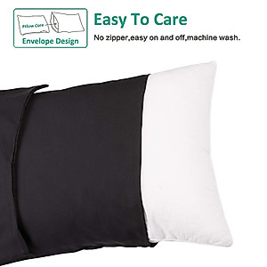 NTBAY Queen Pillowcase Set - 4 Pack Brushed Microfiber 20x30 Pillowcases - Soft, Wrinkle-Free, Fade-Resistant, Stain-Resistant, Black Pillowcases with Envelope Closure - 20x30 Inches, Black