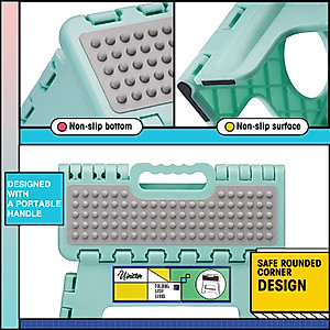 Uinicor 13" Folding Step Stool for Adults and Kids Holds Up to 300 lbs,Non-Slip Folding Stools with Handle, Compact Plastic Foldable Step Stool for Bathroom,Bedroom, Kitchen,Teal 1pc