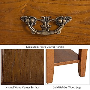 Tangkula Narrow End Table, Slim Side Table with Drawer and Open Shelf, Small End Tables for Small Spaces, Narrow Nightstand Bedside Table for Living Room Bedroom, 9.8 x 23.6 x 23.6 inches (1, Walnut)