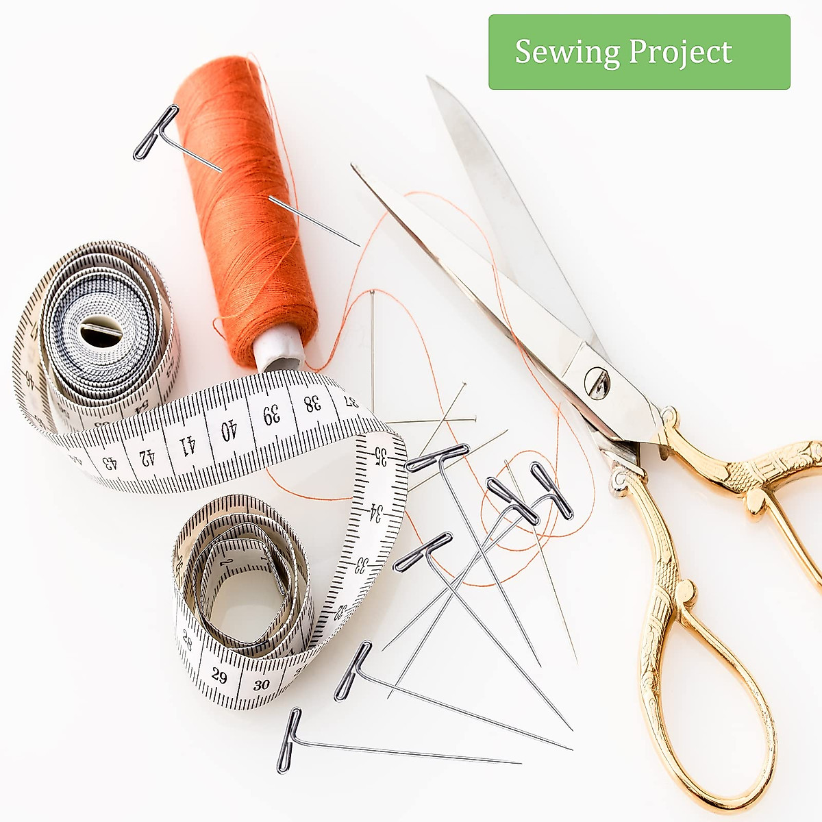 200Pcs T Pins, 2 inch Sewing Pins, Stainless Steel Wig Pins for Wigs, T-pins for Foam Head, Long Straight Pins for Sewing, Craft, Quilting and Blocking Knitting, Office, Decoration by Sunenlyst