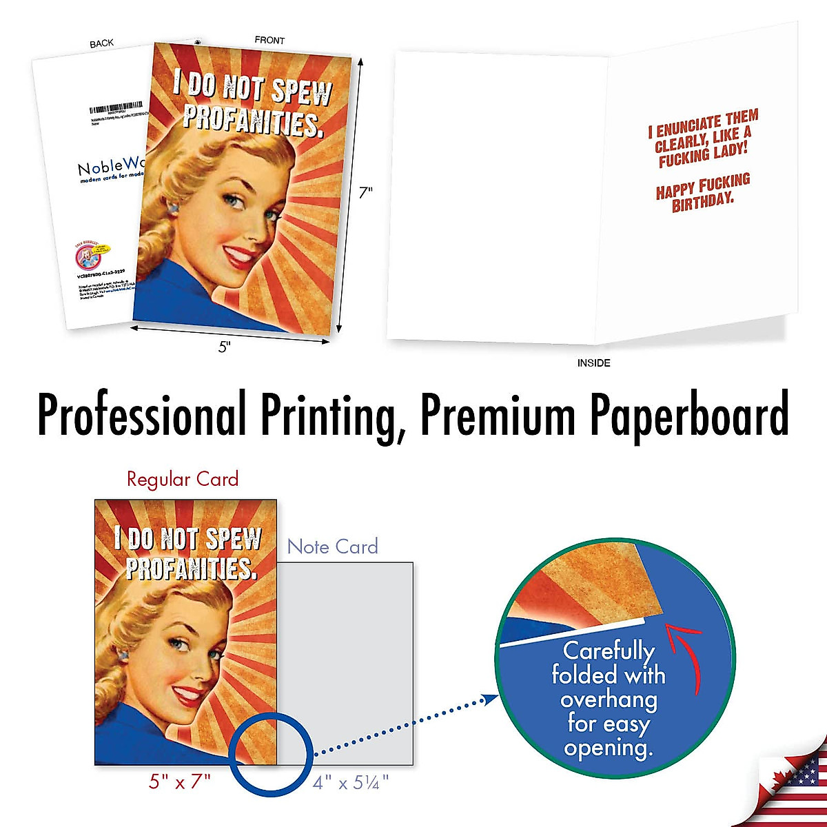 NobleWorks Assorted 3 Pack, Funny Naughty Retro Birthday Cards for Women with 5 x 7 Inch Envelopes (3 Designs, 1 Each) Laughing Ladies VC2807BDG-C1x3