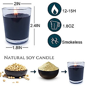 12 Hours Black Votive Candles in Glass 1.8oz Unscented Soy Wax Votives for Halloween Home Party, 20 Packs