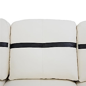 NOTOP 3-Piece Faux Leather L-Shaped Sectional Sofas, Button Tufted Upholstered Couch Set with Left Chaise Longue and Storage Ottoman, for Living Room, Home, Office, White-Black