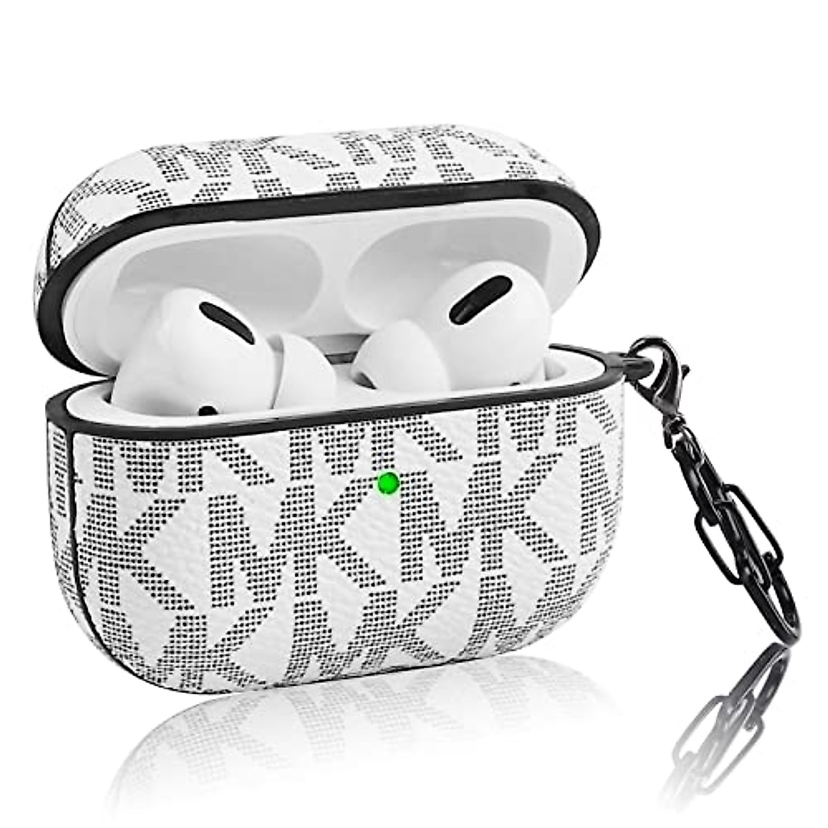 AirPods Pro Case, Newest Luxury Full-Body Hard Shell Protective Cover AirPods Pro Case with Keychain for AirPods Pro Earphones Charging Case, Front LED Visible-Pine Green