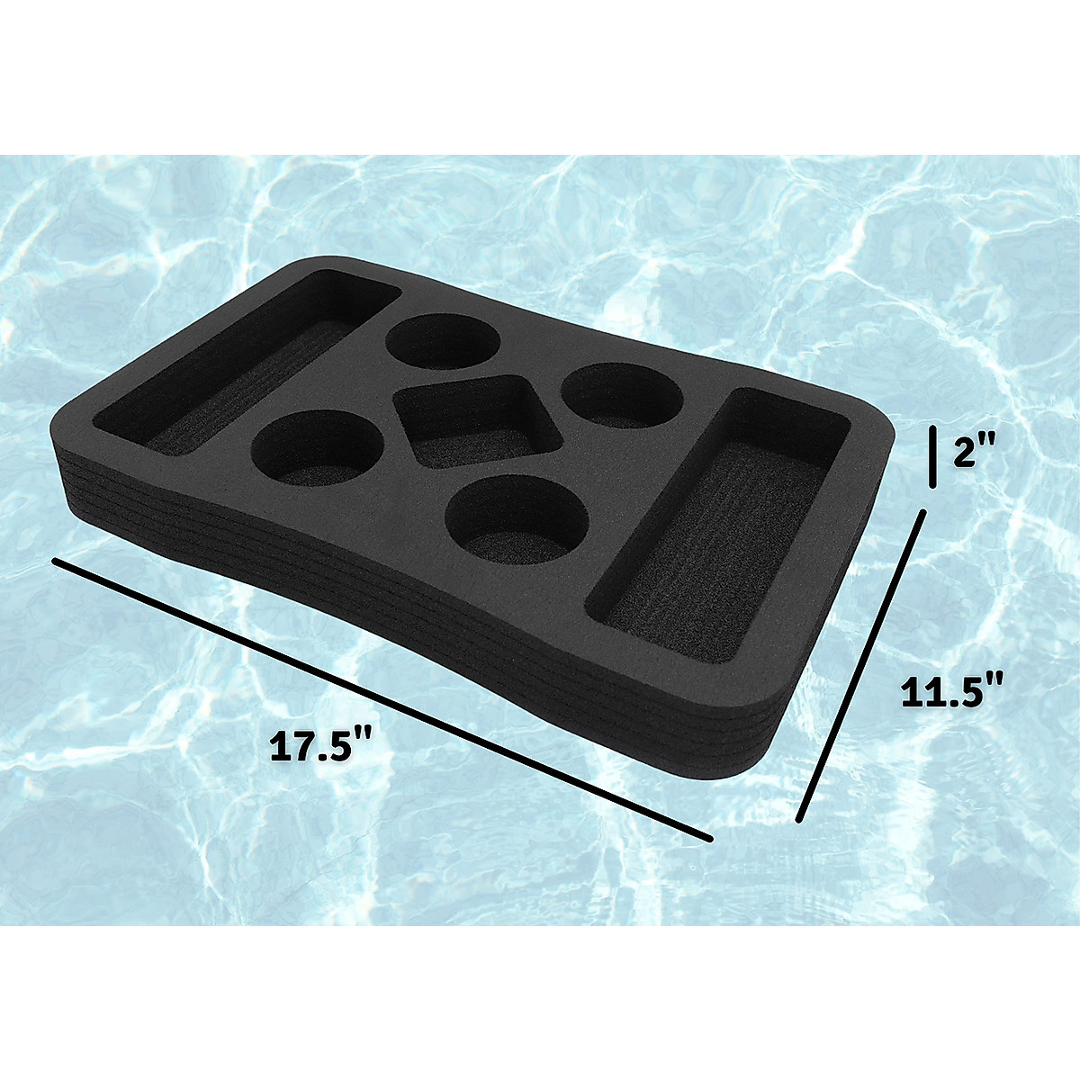 Polar Whale Floating Drink Holder Refreshment Table Tray for Pool Beach Party Float Lounge Durable Black Foam 7 Compartment UV Resistant