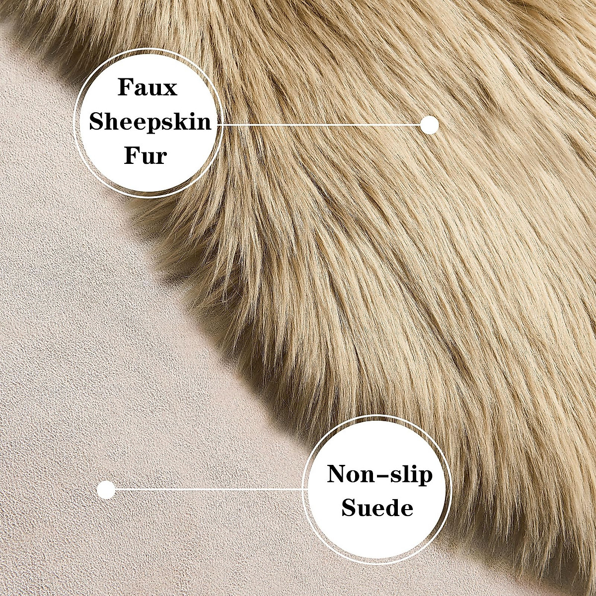DXGJOKR Faux Fur Rug, Sheepskin Rug, Fluffy Rug, Shag Rug, Fuzzy Rugs for Bedroom, Small Area Rug Bedside Rug Ultra Soft Plush Rug, Machine Washable Rug (Camel, 2x3ft Sheepskin)
