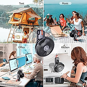 SmartDevil 2 Pack Fans Bundle, Stroller Fan and Camping Fan Combine, 180° Rotation, Tent Fan with Hanging Hook, LED Lights, and Power Bank, Portable Rechargeable Travel Fan for Camping, RV, Picnic