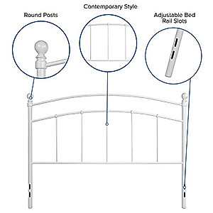 BizChair Decorative White Metal Queen Size Headboard