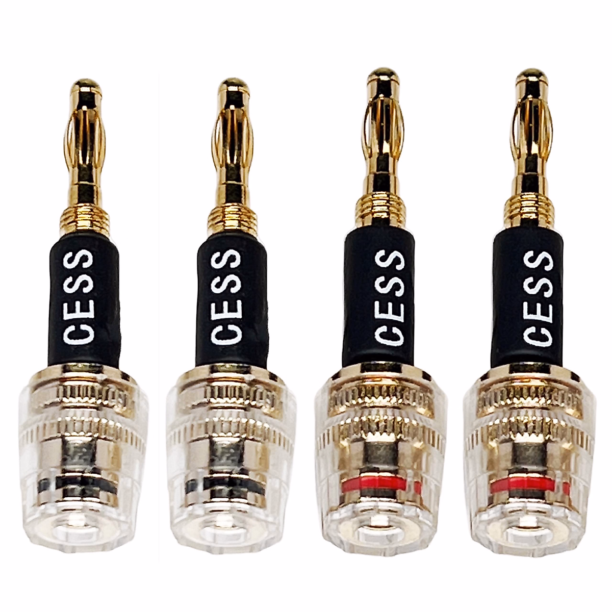 CNCESS CESS-187 Banana Plug Connect to Spade Fork Plug Speaker Cable Adapter, 4 Pack