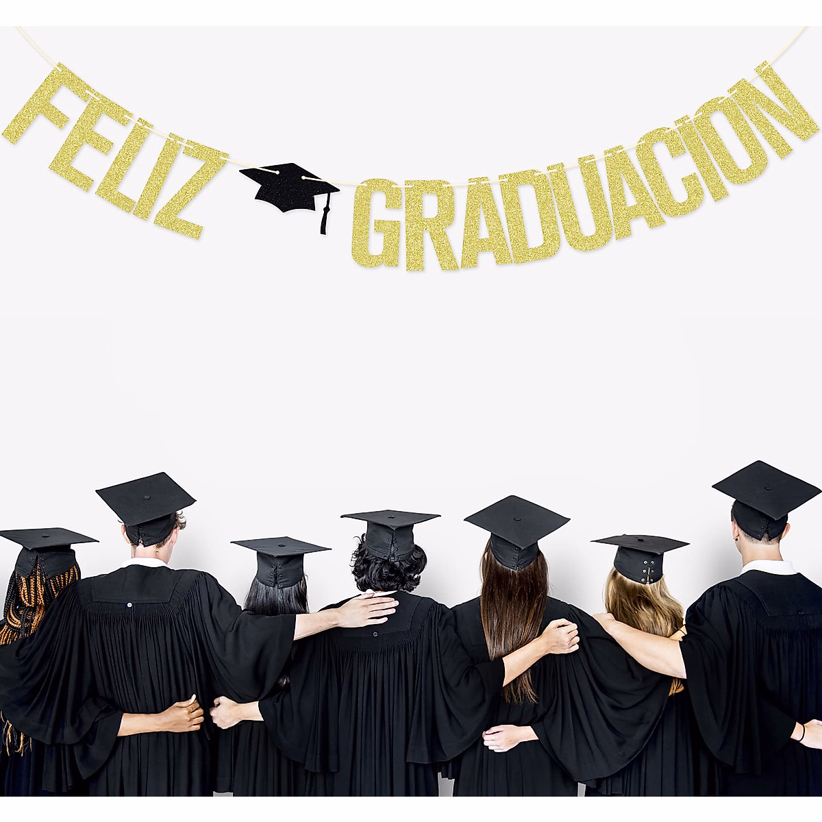 Feliz Graduacion Banner, Spanish 2025 Graduation Banner, 2025 Congrats Grad Banner, Class of 2025 Graduation Party Decorations Gold Glitter