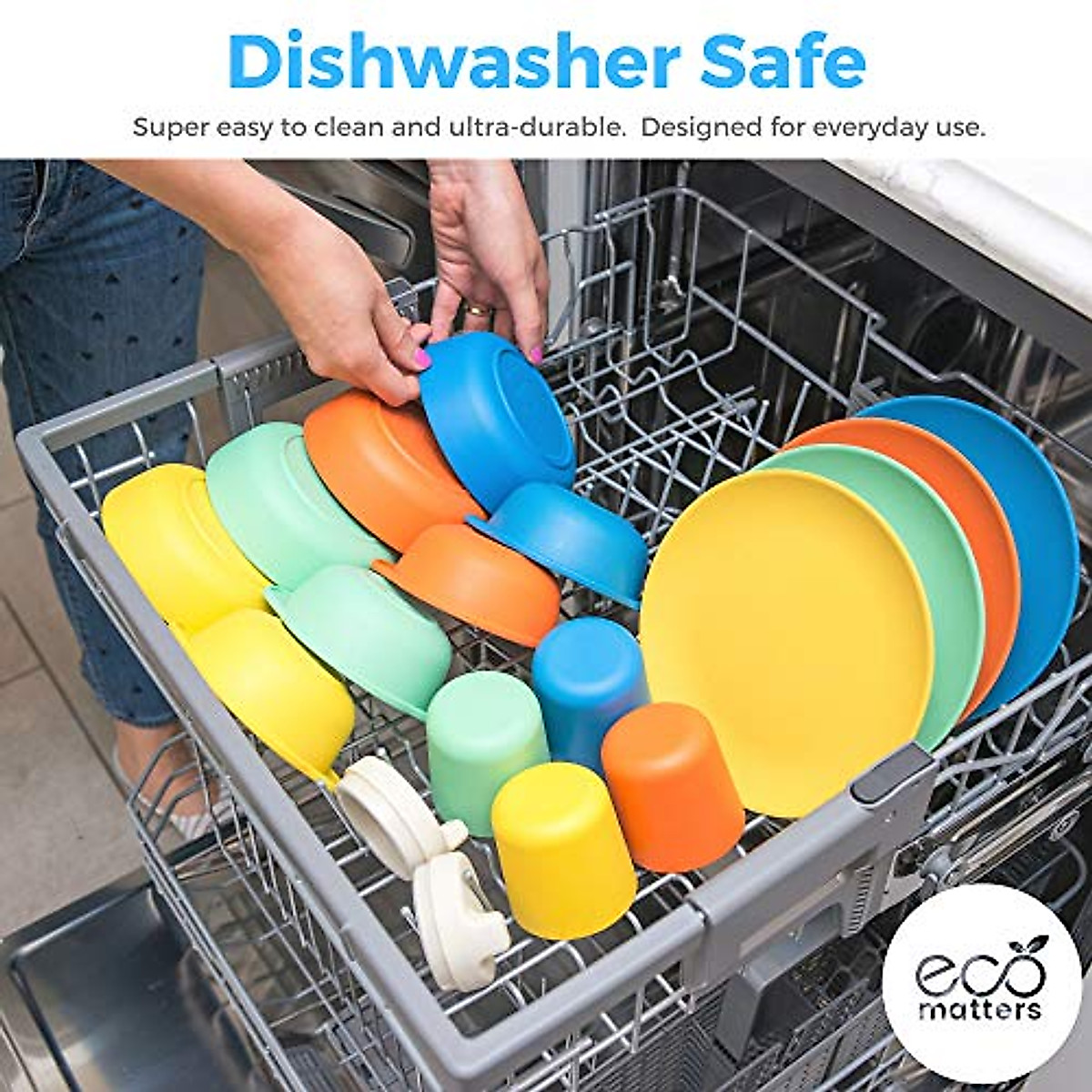 ECO MATTERS Bamboo Toddler Cups: Set of 4 Cups with 【1 Spill Proof Sippy Cup Lid】Microwave Safe， Biodegradable，Reusable Drinking Cup Sets for Kids and Toddlers - BPA Free，Non-Toxic，Non Plastic