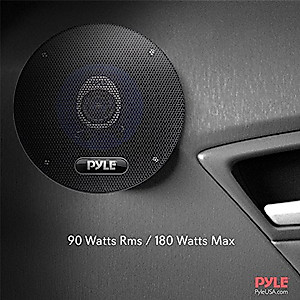 Pyle 4" Car Sound Speaker (Pair) - Upgraded Blue Poly Injection Cone 2-Way 180 Watt Peak w/ Non-fatiguing Butyl Rubber Surround 110 - 20Khz Frequency Response 4 Ohm & 3/4" ASV Voice Coil - PL42BL