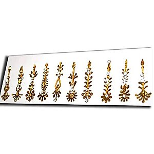 Angelic BINDI Set. Gold Face Gems Jewels. 10 Bindis and 9 Studs. Gift for Her.