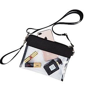 USPECLARE Clear Crossbody Purse Bag Stadium Approved Clear Tote Bag for Work Concert Sports(Black)