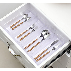 NEETBU 8 Pack Clear Plastic Drawer Organizer Kitchen Bathroom Storage Box Tray For Makeup Flatware Utensils Silverware Office Supplies(9.6”x3.2”x1.9”)