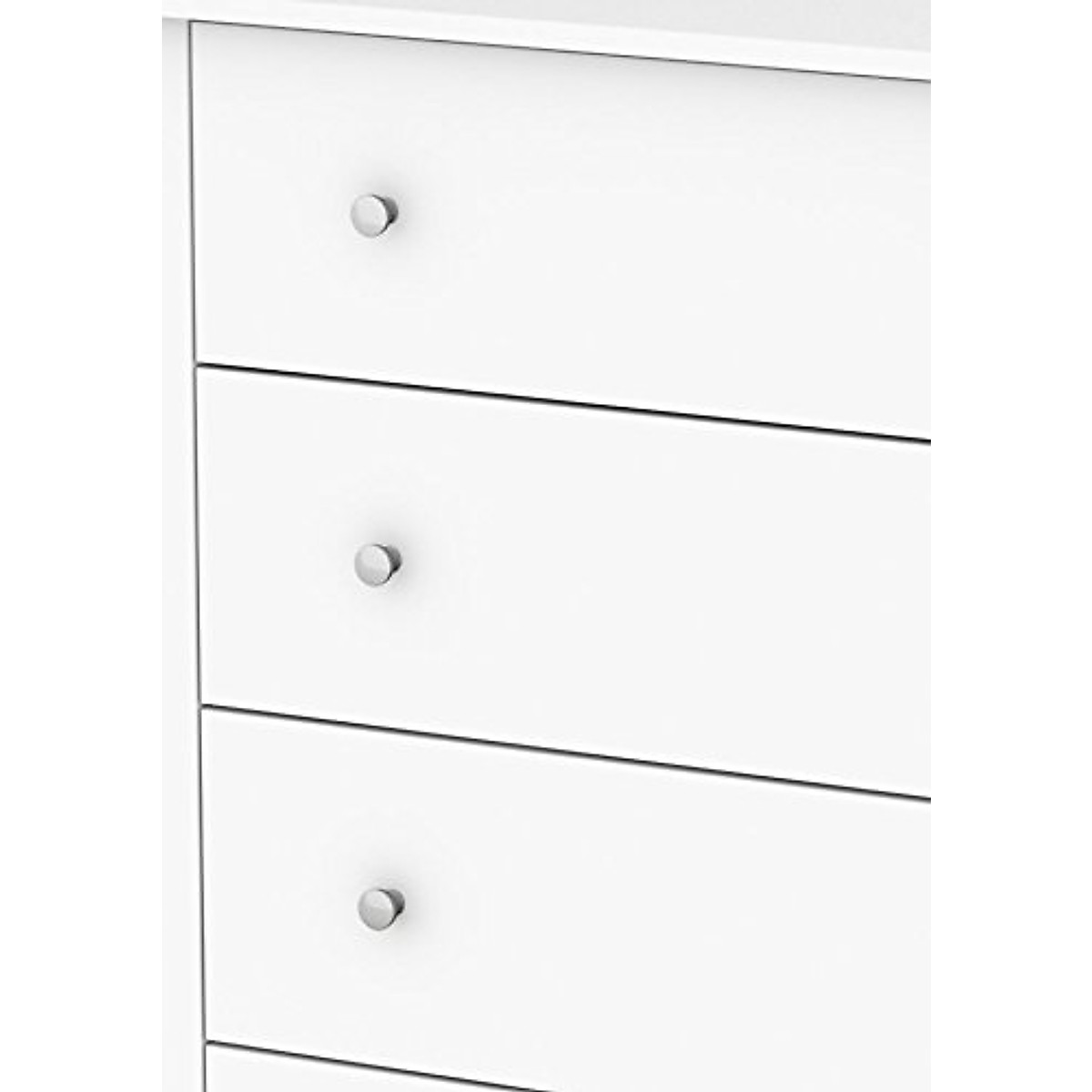 South Shore Vito Collection 5-Drawer Dresser, Pure White with Matte Nickel Handles