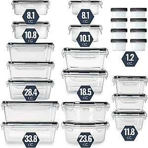 VeLve 48 PCS Food Storage Containers Set with Lids Airtight (24 Containers & 24 Lids), Leak-Proof, BPA Free, Kitchen Storage and Organization, Meal Prep, Reusable Lunch Containers, Transperent