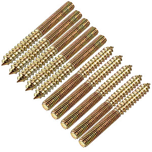 uxcell M8 Hanger Bolts Length 3"(75mm) Double Headed Bolts Self-Tapping Screw 8mm Wood Joint Furniture Legs 10pcs