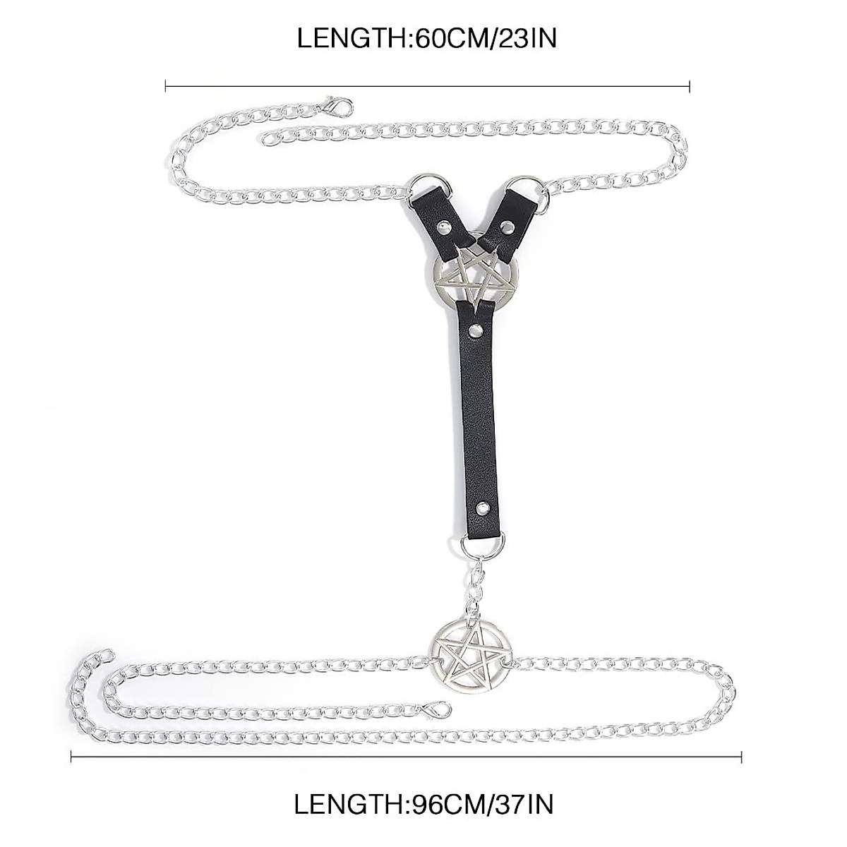 Asooll Black Punk Body Chain Leather Waist Harness Belt Fashion Leather Body Jewelry Beach Bikini Party Rave Leather Body Accessories Jewelry for Women and Girls (b312)