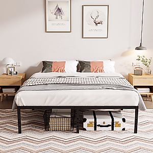 Mavesmog California King Bed Frames 14 inch High Metal Platform Heavy Duty California King Size Bed Frame, No Box Spring Needed, Easy Assembly, Sturdy Steel Slat Support Foundation