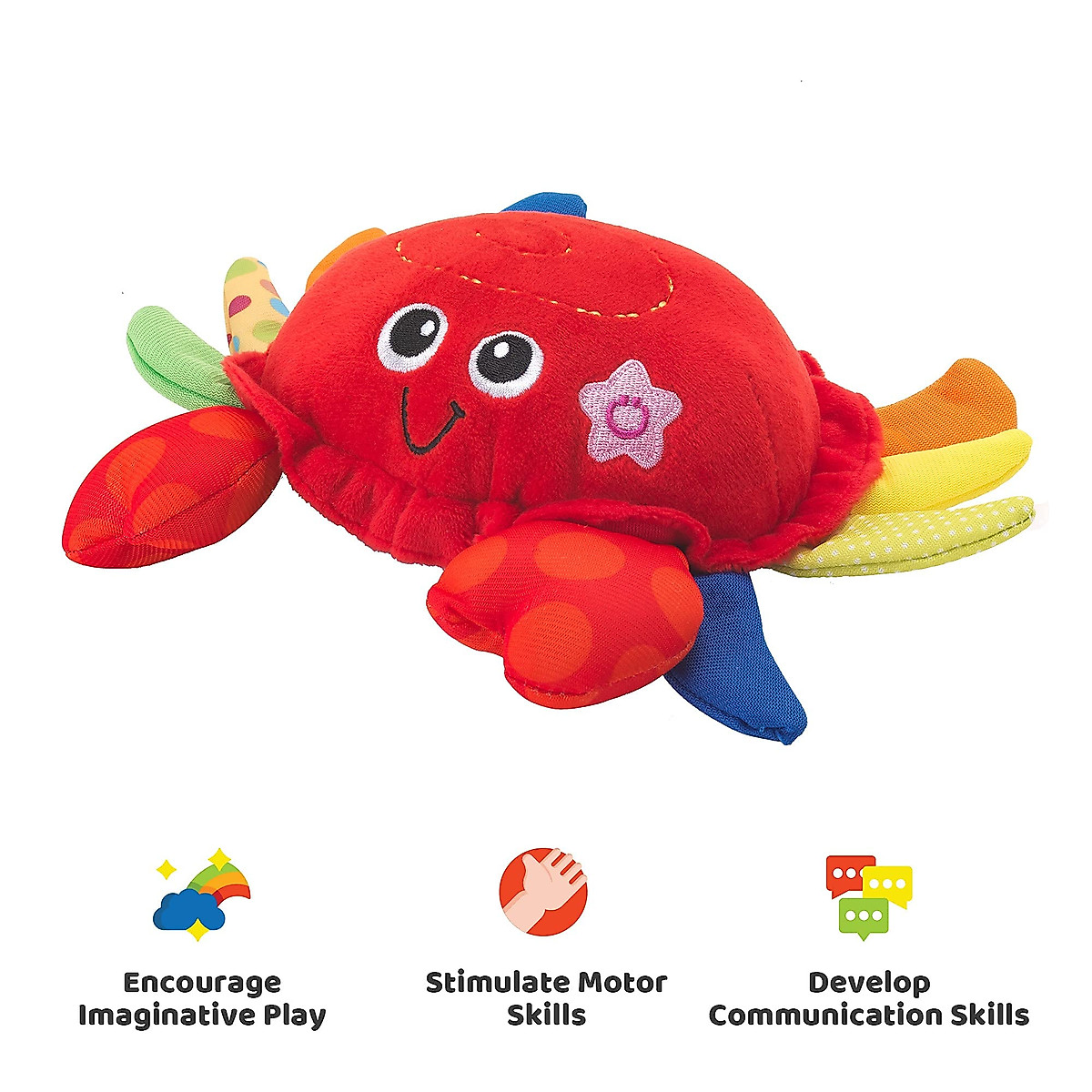 KiddoLab Musical Plush Crab Toy for 3+ Month Old Babies with Nursery Rhymes, Sounds and Sensor Button for Tummy Time and Early Development