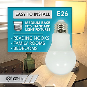 GT-Lite 10-Pack Soft White LED Light Bulbs, Replacement for 60-watt Incandescent uses only 9-watts, 3000K, A19 Shape, E26 Medium Base, Standard Household Lightbulb for Lamps, Living Room, bedrooms