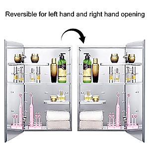 Fundin Bathroom Wall Cabinet with Half Cut Shelves,14.8 x 25.6 Stainless Steel Storage Cabinet, Bathroom/Living Room Medicine Cabinet