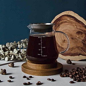 Glass Range Coffee Server For Pour Over Coffee & Tea - 800ml/27oz Ovalware Microwave Safe & Heatproof 2.5mm Thick Glass Body