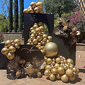 YAOWKY Gold Metallic Chrome Balloon Arch Kit, 100PCS 18In 12In 10In 5In Gold Latex Balloons Garland Arch Kit for Birthday Weddings Anniversary Graduation Gold Themed Party Decorationsarty Decorations