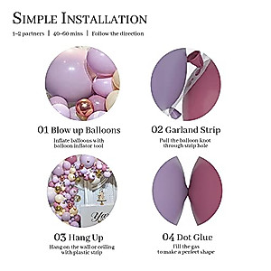 Pateeha Pink Purple Balloon Garland Kit 145 Pcs butterfly balloon arch Metallic Rose Gold Confetti Double Stuffed Balloons for Birthday Bridal Shower Baby Shower Decorations for Girl