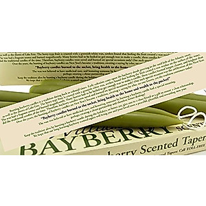 Williamsburg Bayberry Candles Tapers with Candle Legend - Bayberry Scented