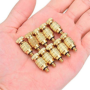 AZHLUF 20 Pack Brass Misting Nozzles for Outdoor Cooling System High Pressure Mister Nozzle with 3/8'' Slip-Lock Tees Atomizing Misting Sprayer Fog Nozzles for Garden, Humidification, Dust Control