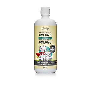 Camelina Oil for Dogs & Cats, 500mL by Olimega Farm | High in Omega-3 & Vitamin E | Support for Healthy Joints, Coat & Skin | Alternative to Salmon Oil for Dogs | Made in Canada | Non-GMO