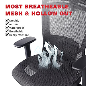 ZUERST Ergonomic Office Chair - Reclining Office Chair with Mesh Seat and Back, 5D Adiustable Headrest, 4D Lumbar Support, Armrest, Big and Tall Swivel Rocking Computer Desk Chairs for Home Office (Bl
