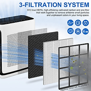 Extolife 2 Pack Vital 200S True HEPA Replacement Filter for Levoit Vital 200S Air Puri-fier, 3-in-1 H13 True HEPA with Activated Carbon Filter Set, Part Number Vital 200S-RF-PA (LRF-V201-YUS)