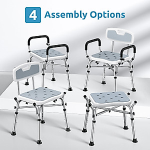 Shower Chair for Inside Shower, BRITULIF 550 lbs Heavy Duty Shower Chair for Elderly and Disabled, Shower Chair with Arms and Back, FSA/HSA Eligible, 6 Height Adjustable, Ideal for Seniors and Adults