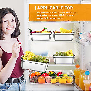 Suttmin 8 Pcs Hotel Pan with PP Plastic Lid Steam Table Pan Stainless Steel Restaurant Pans 1/4 Size Catering Pans Food Prep Pan Restaurant Anti Clogging Steamer for Buffet Hotel(4 Inch Deep)